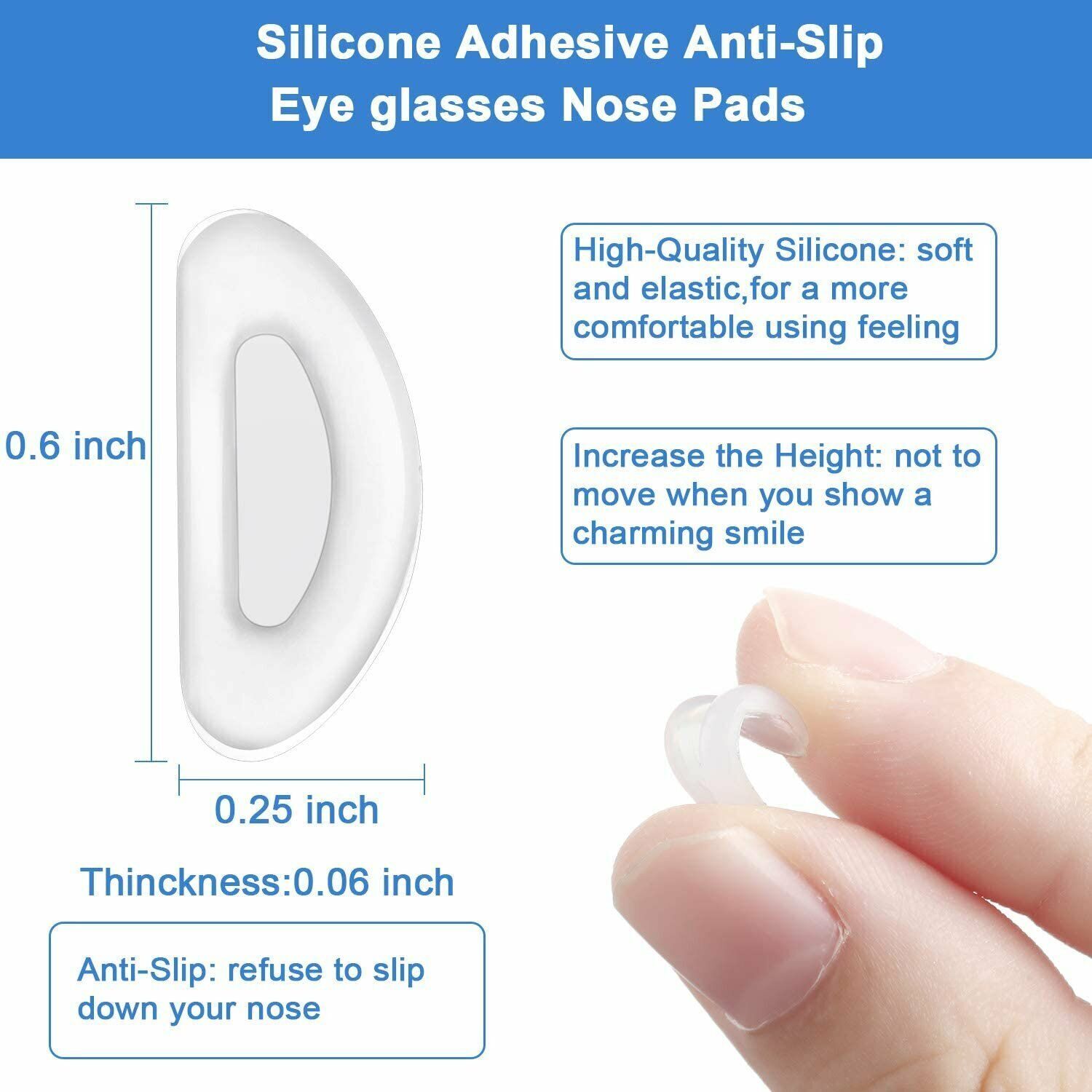 4 Pairs Silicone Anti-Slip Self-Adhesive Stick On Nose Pads for ...