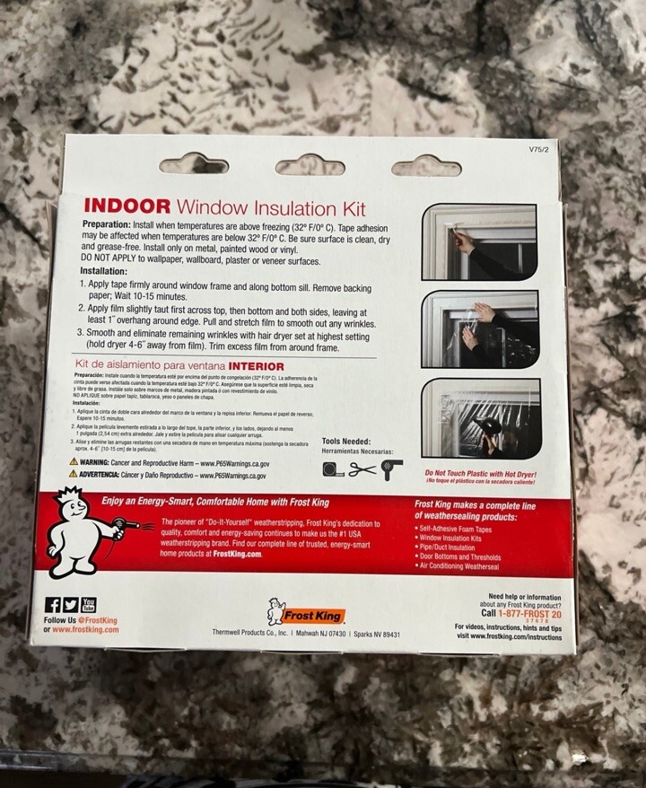 3 Boxed Extra Large Window Insulation Shrink Kits Frost King 62 In X ...