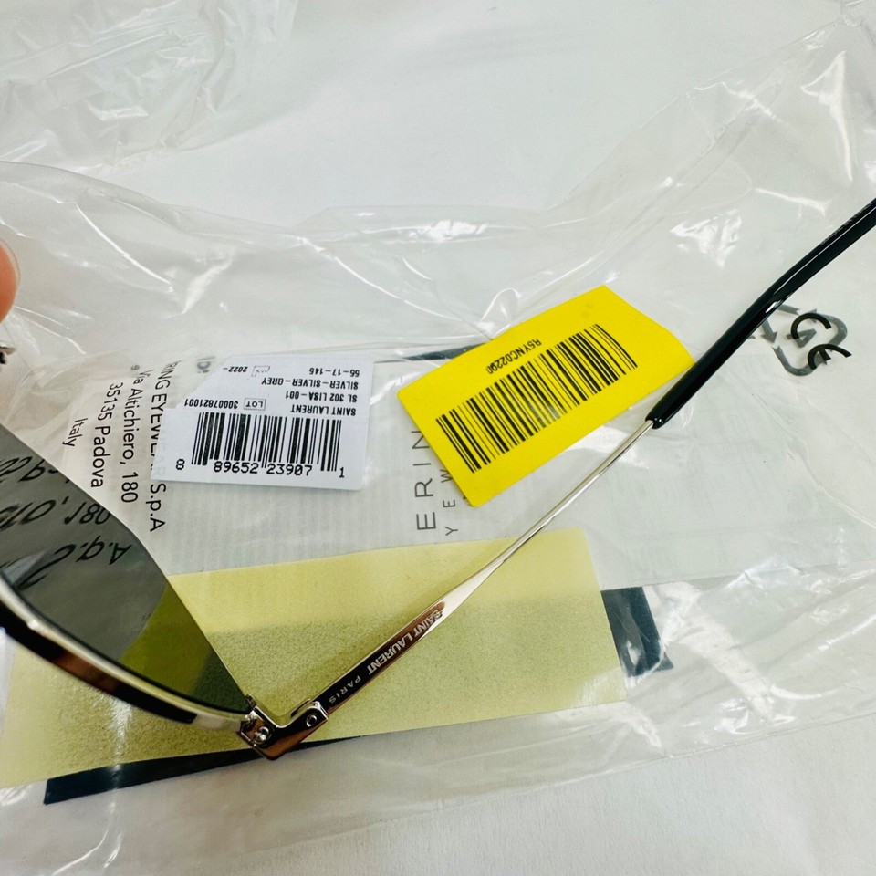 SAINT LAURENT LISA YSL SL302 001 Silver Black Diamond Sunglasses 302 ...