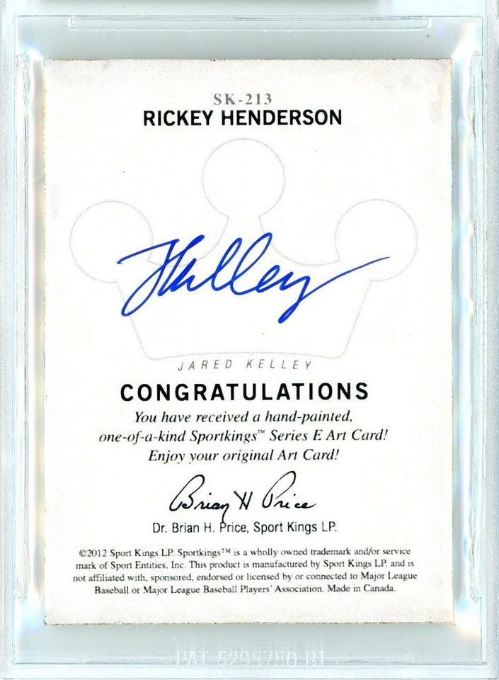 2012 SPORTKINGS JARED KELLY HAND-PAINTED 1/1 ART CARD - RICKEY ...