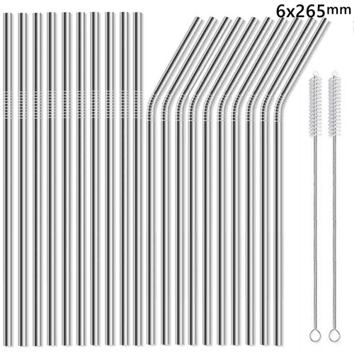 20pcs 10.5in Reusable Drinking Straw 25cm Super Long 304 Stainless ...
