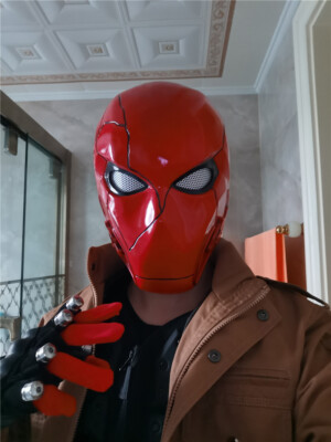 Red Hood Cosplay Helmet Batman Robin Resin Mask Halloween Props Replica ...
