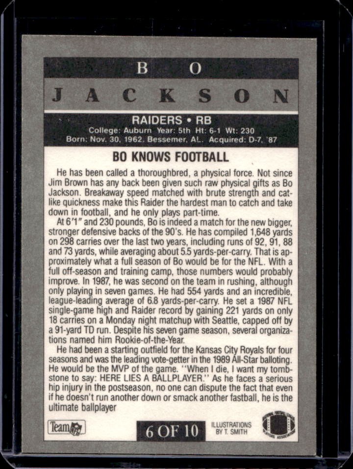 1991 Fleer Bo Jackson Pro Visions #6 Raiders | eBay