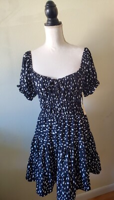 Liberty Love Junior's L Fit & Flare Dress Short Sleeve Tiered Black ...