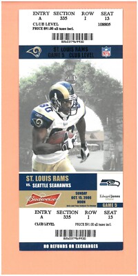 Seattle Seahawks @ St.Louis Rams 10-15-2006 NFL ticket Isaac Bruce ...