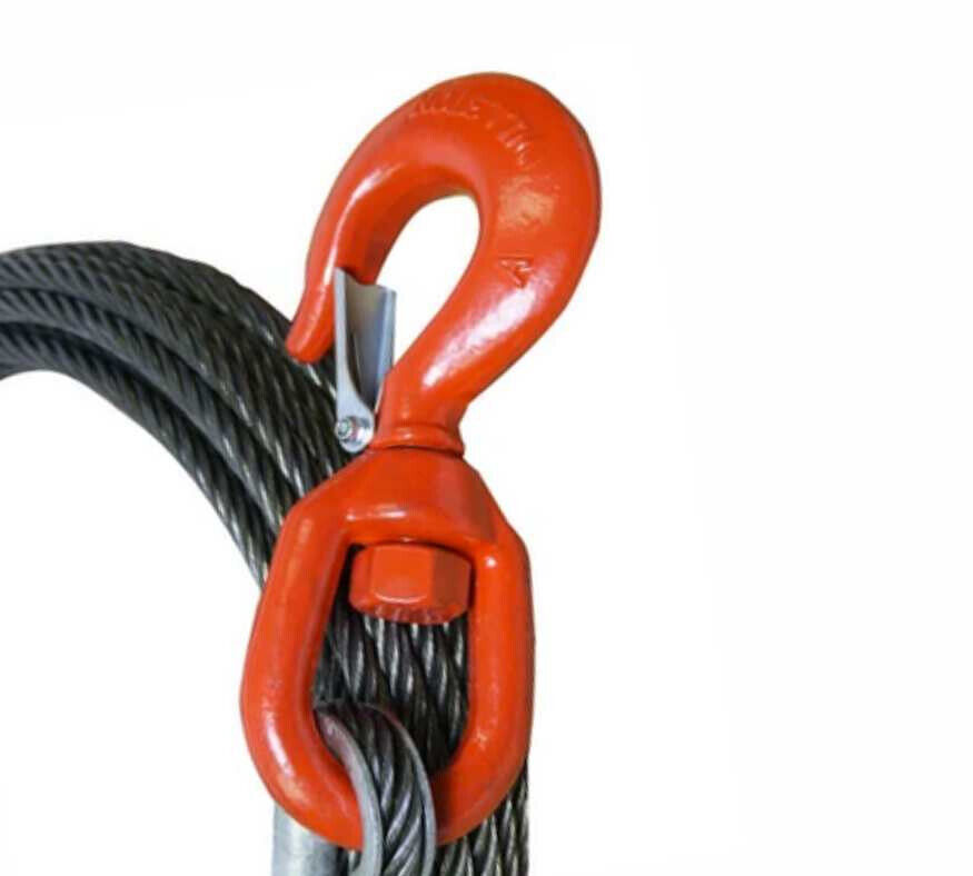 3/8" x 75' Steel Core Winch Cable w/Swivel Hook Latch Tow Truck ...