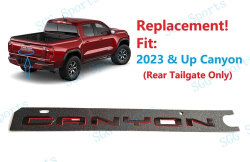1PC Gloss Black Red Rear Tailgate Canyon Emblem Badge Fit 2023-2025 GMC ...