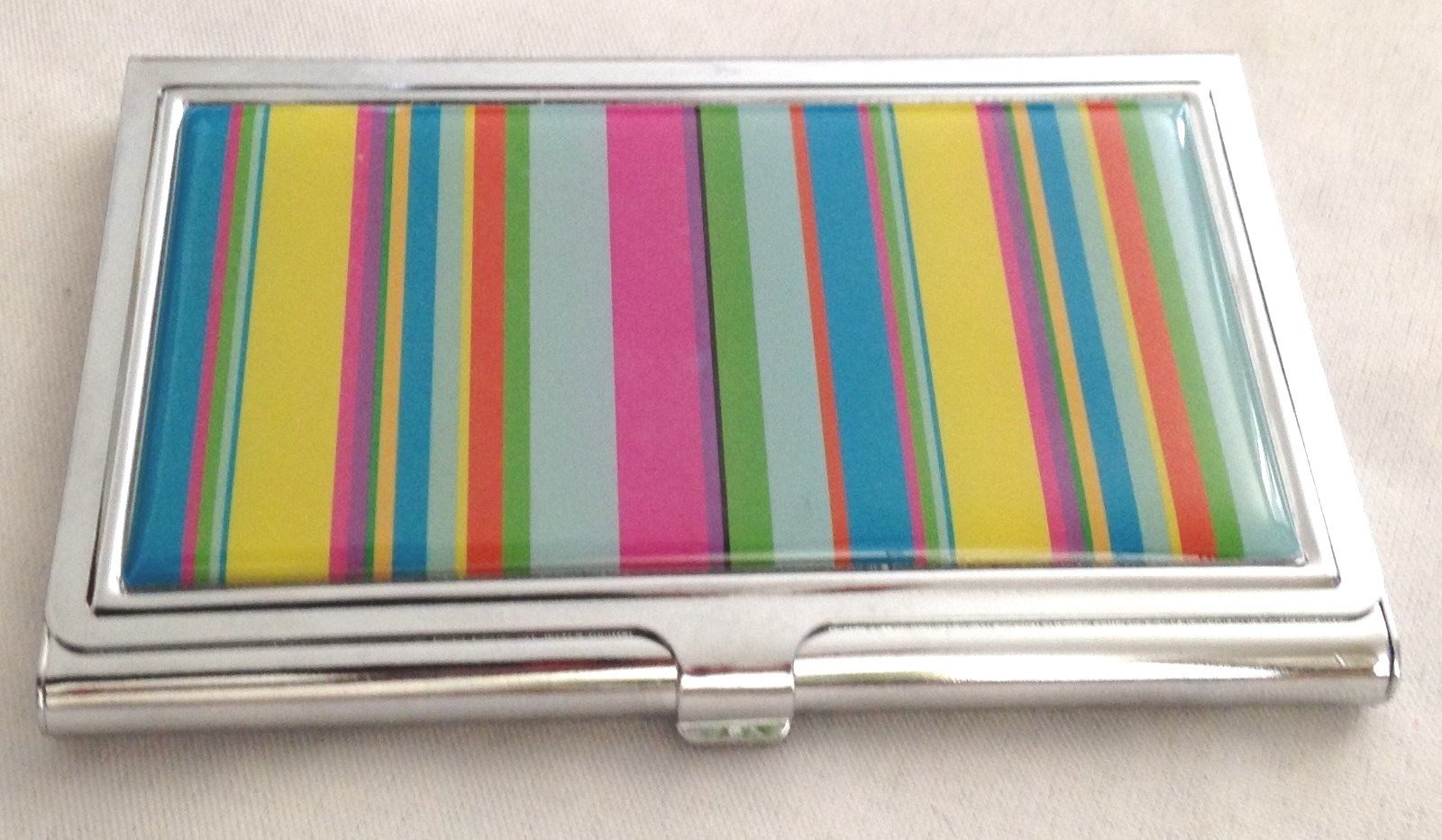 Metal 2 1/4X3 3/4" Striped w Silvertone Compact Money Holder | eBay