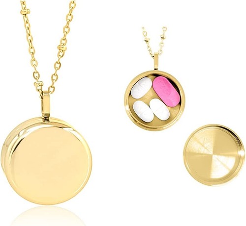 GOLD Pill Locket Necklace, Secure Pill Box Jewelry HOLDER | eBay