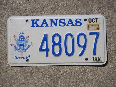 Kansas Veteran License Plate Service KS Military Air Force Navy Marines ...