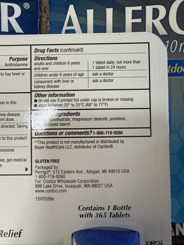 Kirkland Aller-Clear Non-Drowsy Allergy Loratadine 10mg FAST SHIPPING ...