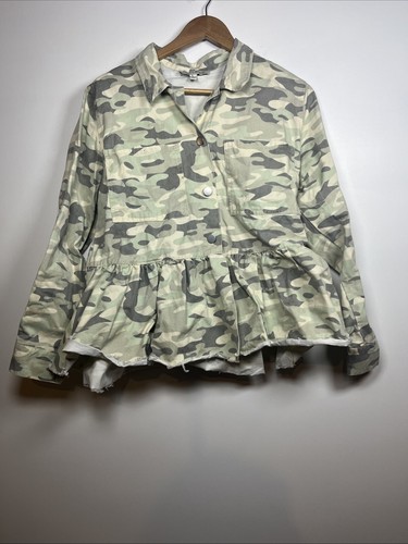 Jack & Avery Camo Jacket Women L Green Plus Size Grunge Utility ...