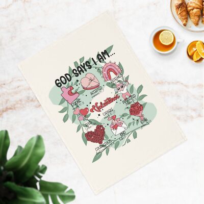 Valentines Day Cotton Tea Towel Coffee Guest Gods Word Love Day Gift ...