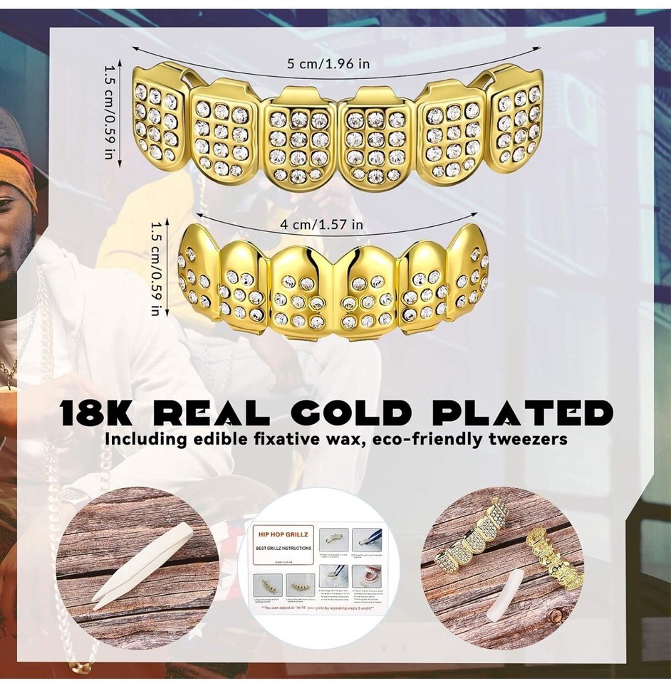 5Pcs Hip Hop Costume Kit 80s/90s Hip Hop Accessories Fake Gold Necklace ...
