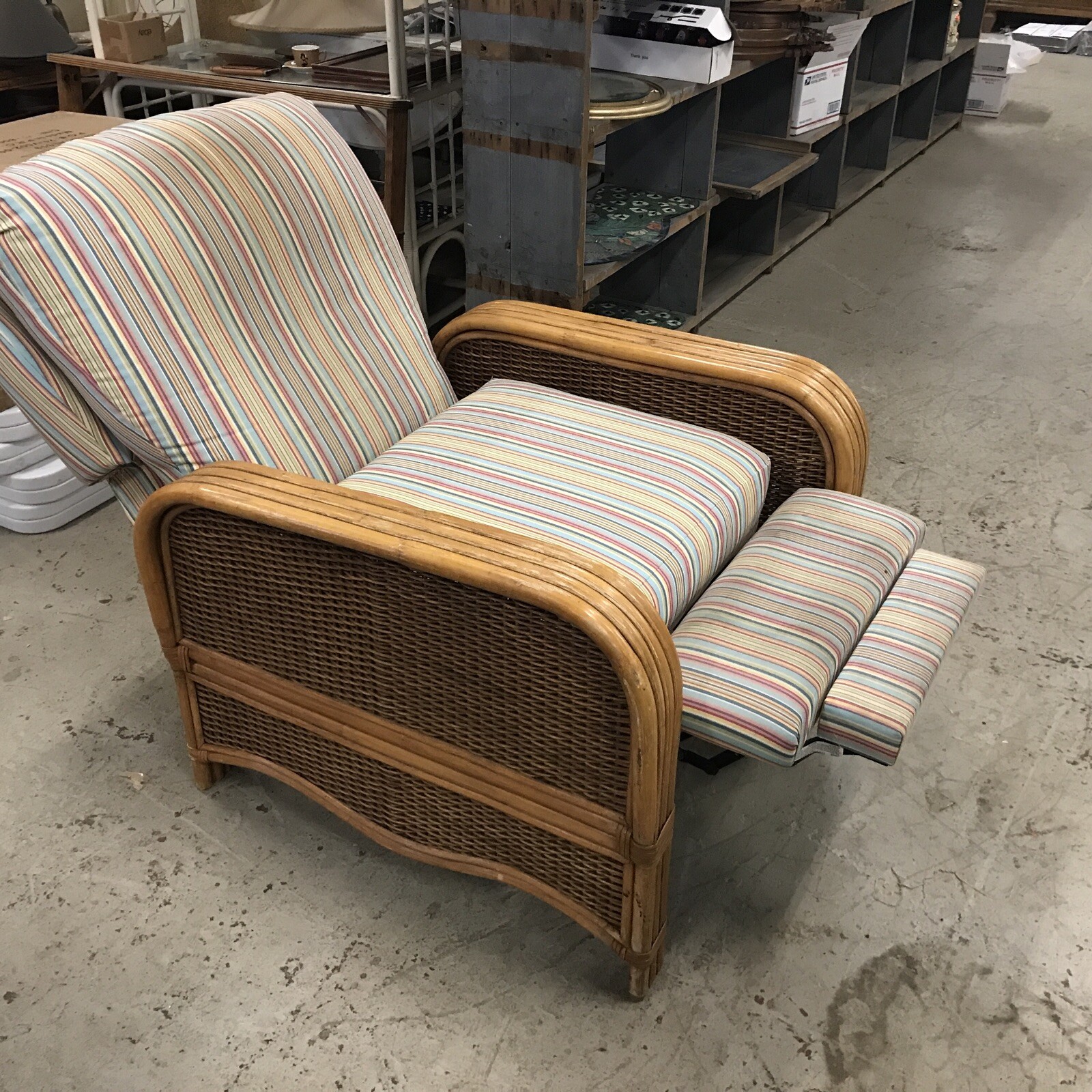 Braxton Culler rattan bamboo wicker reclining chair USA made Designer ...