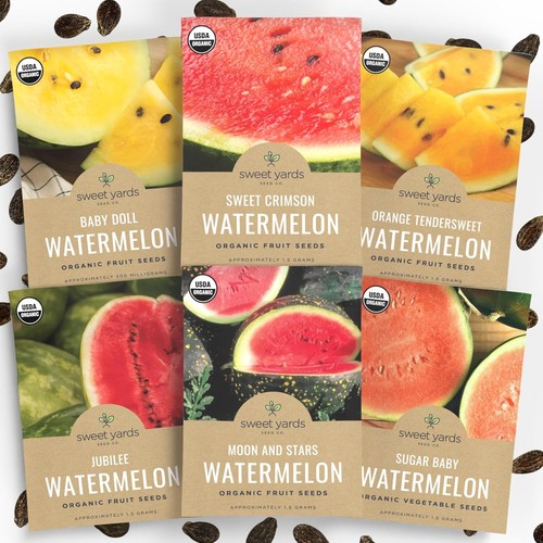 Organic Watermelon Seeds Variety Pack - 6 Individual Packs - 2025 ...