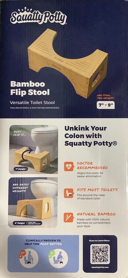 Squatty Potty - 7" + 9" Two in One Bamboo Flip Stool / Toilet Stool | eBay