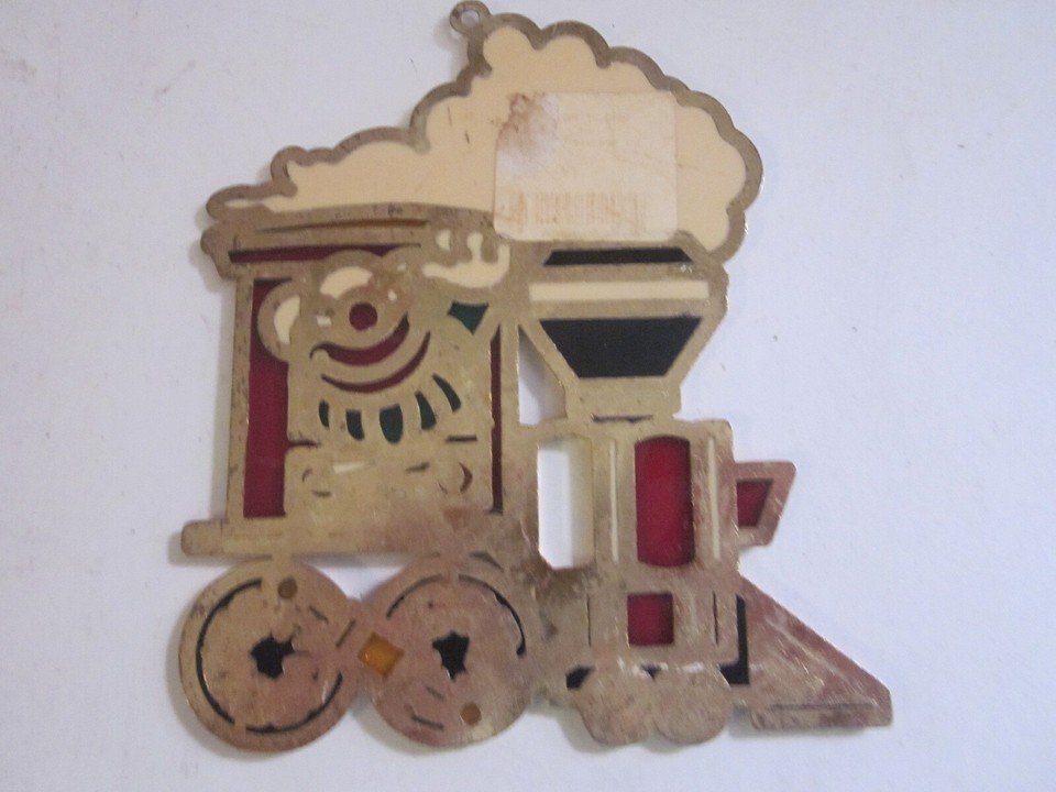 VINTAGE STAIN GLASS STYLE WINDOW HANGER CLOWN DRIVING STEAM ENGINE ...
