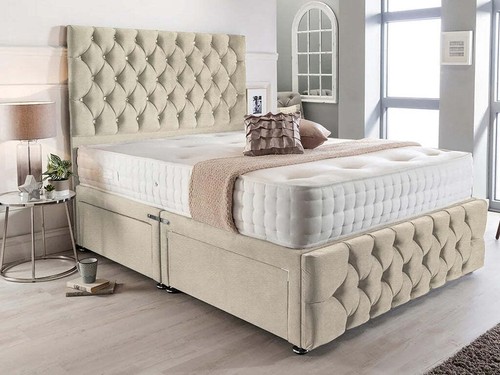 Divan Bed Sets Plush Velvet Upholstered 48" Headboard With Drawers ...