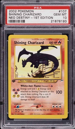 Shining Charizard 107/105 Neo Destiny Holo 1st Edition PSA 10 Gem Mint ...