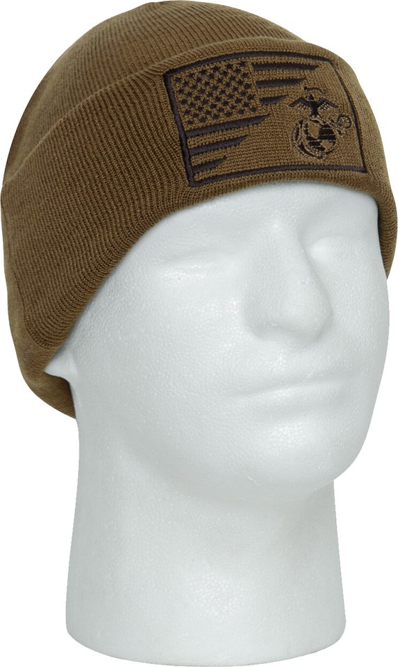 USMC Fine Knit Watch Cap Eagle Globe and Anchor US Flag Deluxe Hat | eBay