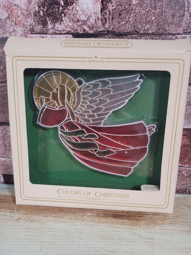 Vtg Hallmark Keepsake Colors of Christmas Faux Stained Glass Angel ...