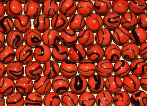 ⭐Lot of 25 Vacor 🐞Ladybugs🐞Bright💡Ribbon Marbles .562"=19/32"=15mm Mint ...