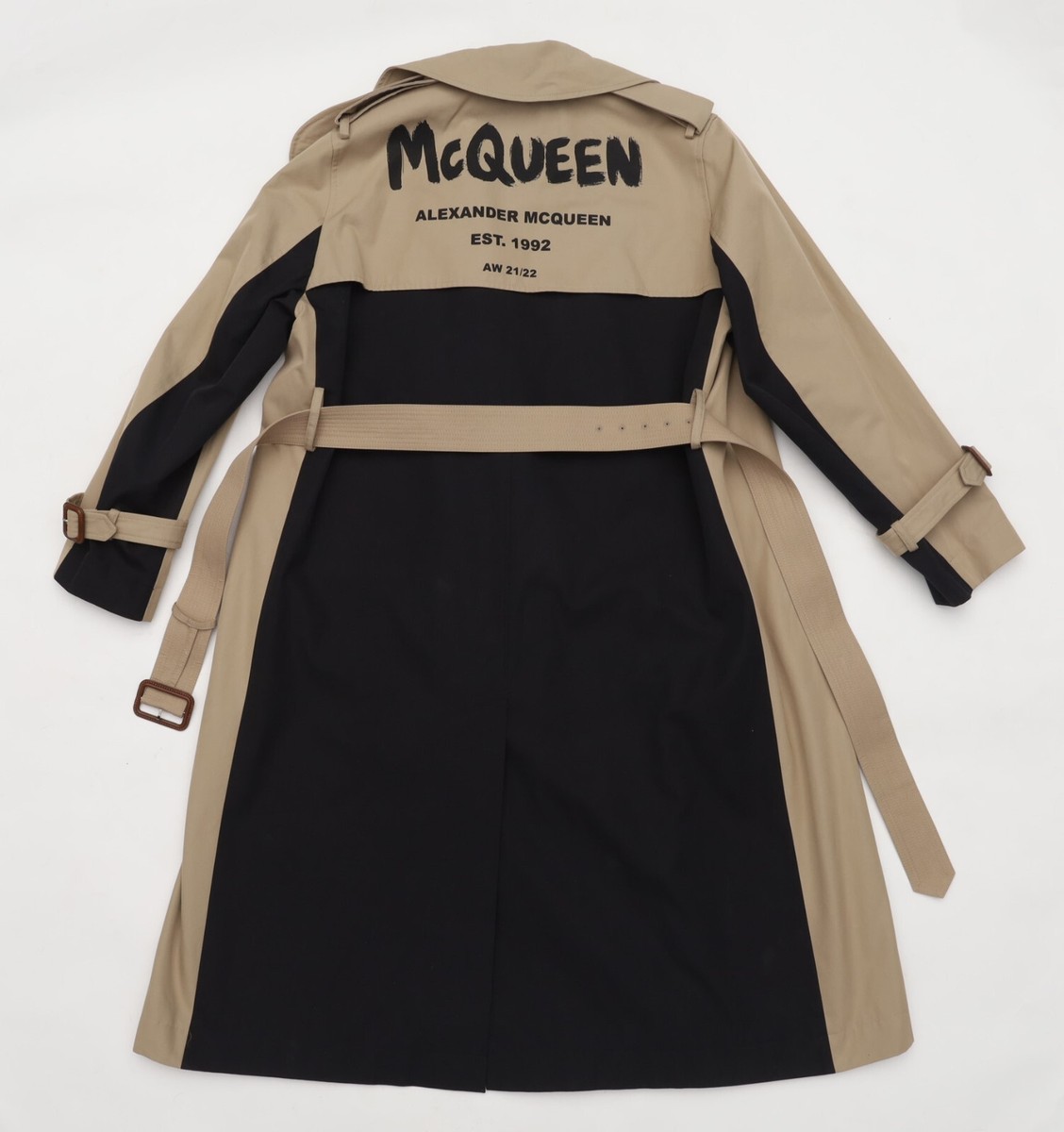 Alexander McQueen Women's Hybrid Graffiti Belted Trench Coat Alexander McQueen Women's Hybrid Graffiti Belted Trench Coat