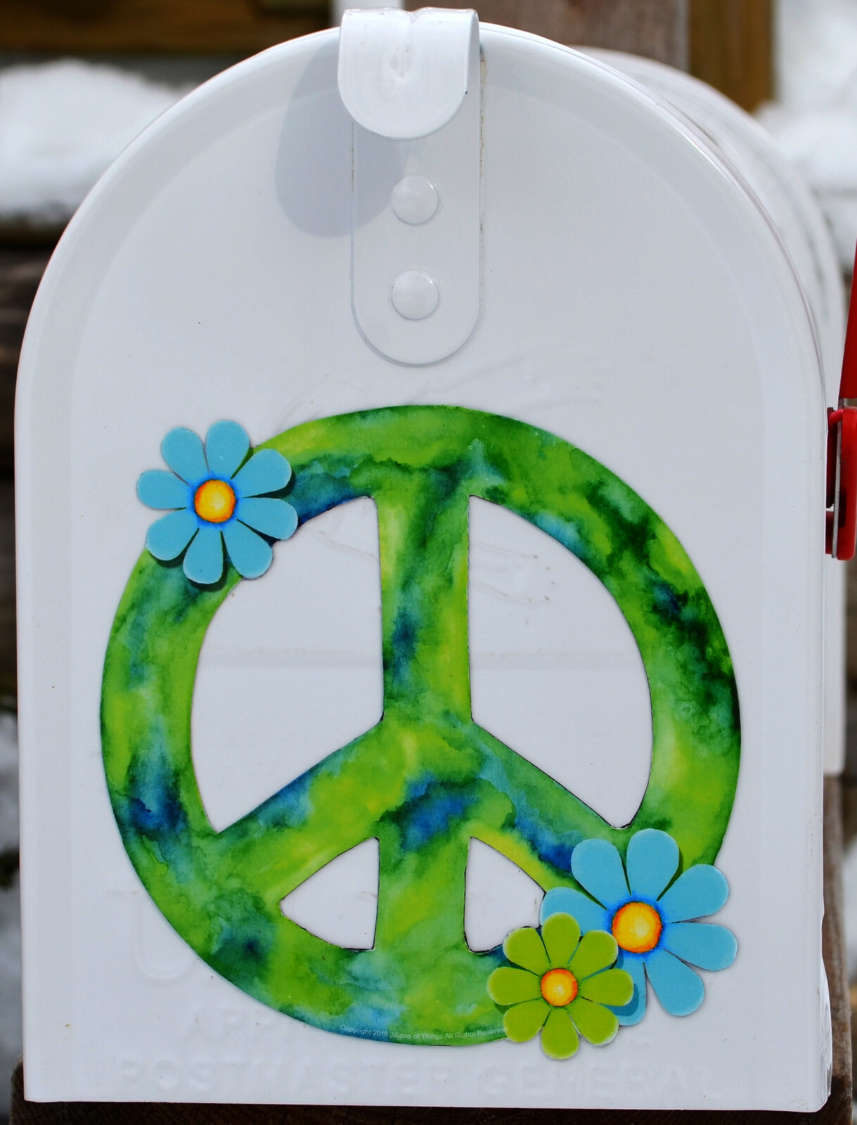 Mailbox Magnet (Partial Cover) Peace Sign Groovy Daisy Daisies Mail Box ...