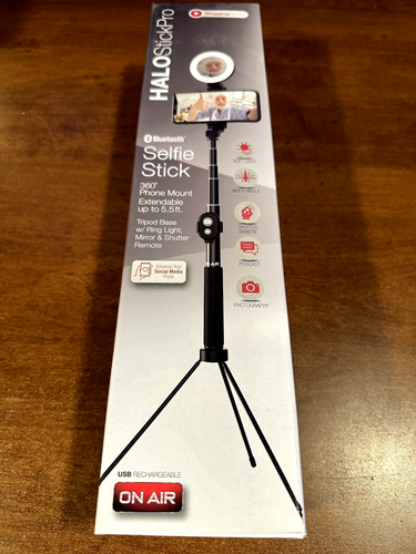 Tzumi ON AIR Halo Selfie Stick Pro 5" Ring Light with Extendable 5.5 ...