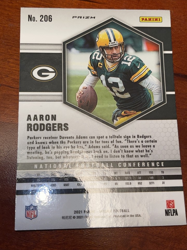 2021 Mosaic Football Aaron Rodgers NFC Reactive Orange No.206 Green Bay ...