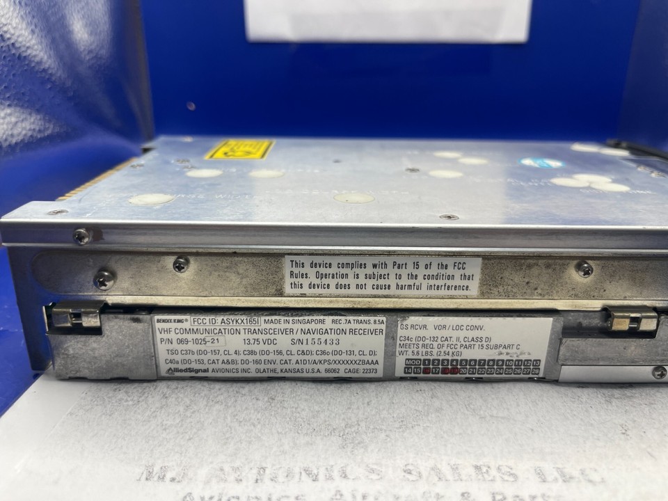 BENDIX/KING KX 165 P/N 069-1025-21 14 VDC WITH GLIDE/SLOPE WITH FAA FORM 8130-3 | eBay