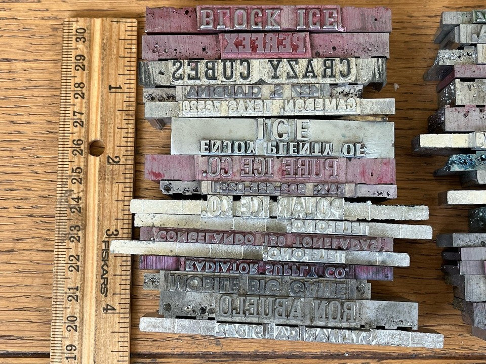 Vintage 5 LBS Printing Press Typeset Names - From old wood Ice Pick ...