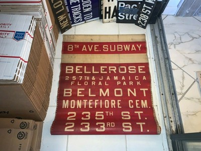 NY NYC QUEENS BUS ROLL SIGN 8TH SUBWAY BELMONT 257th JAMAICA MONTEFIORE ...