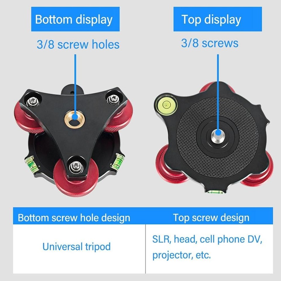 Tripod Head Leveling Base Camera Leveler, 3/8Thread,+ / -5 Angle ...