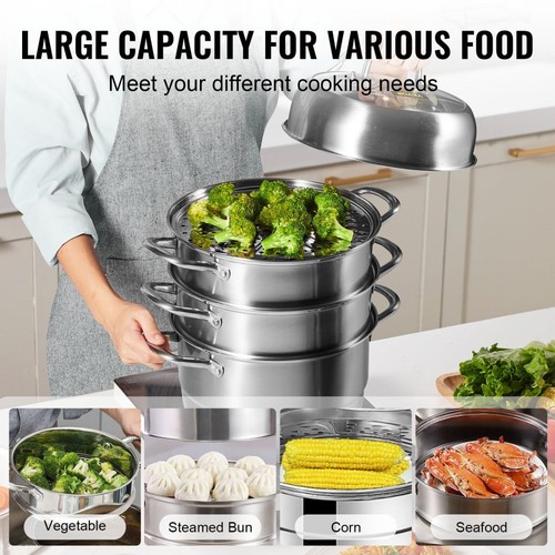 Stainless Steel Dumpling Steamer 5 Tier 30cm for Soup Noodles Fish Gas ...