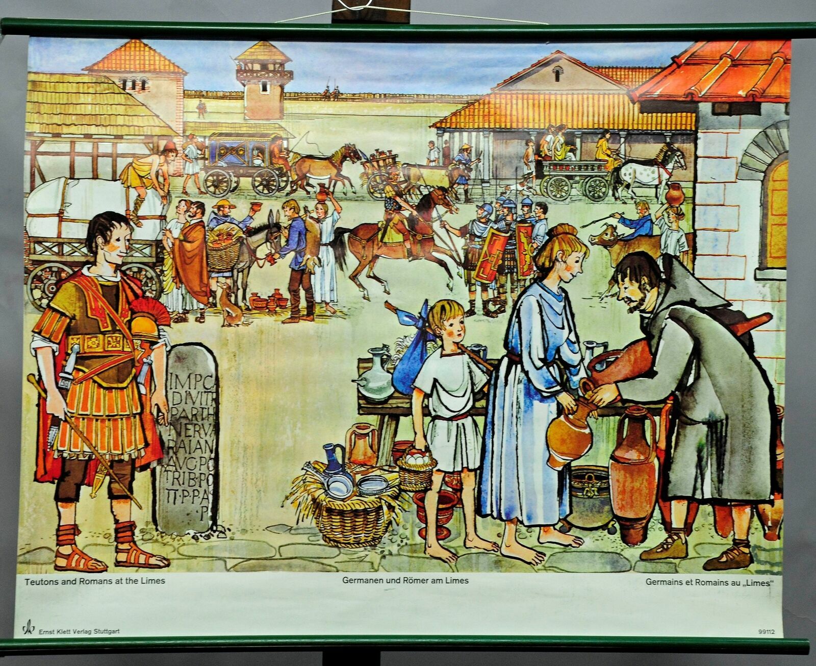Schulwandkarte vintage Kinderzimmer Poster Rollbild Germanen Römer ...
