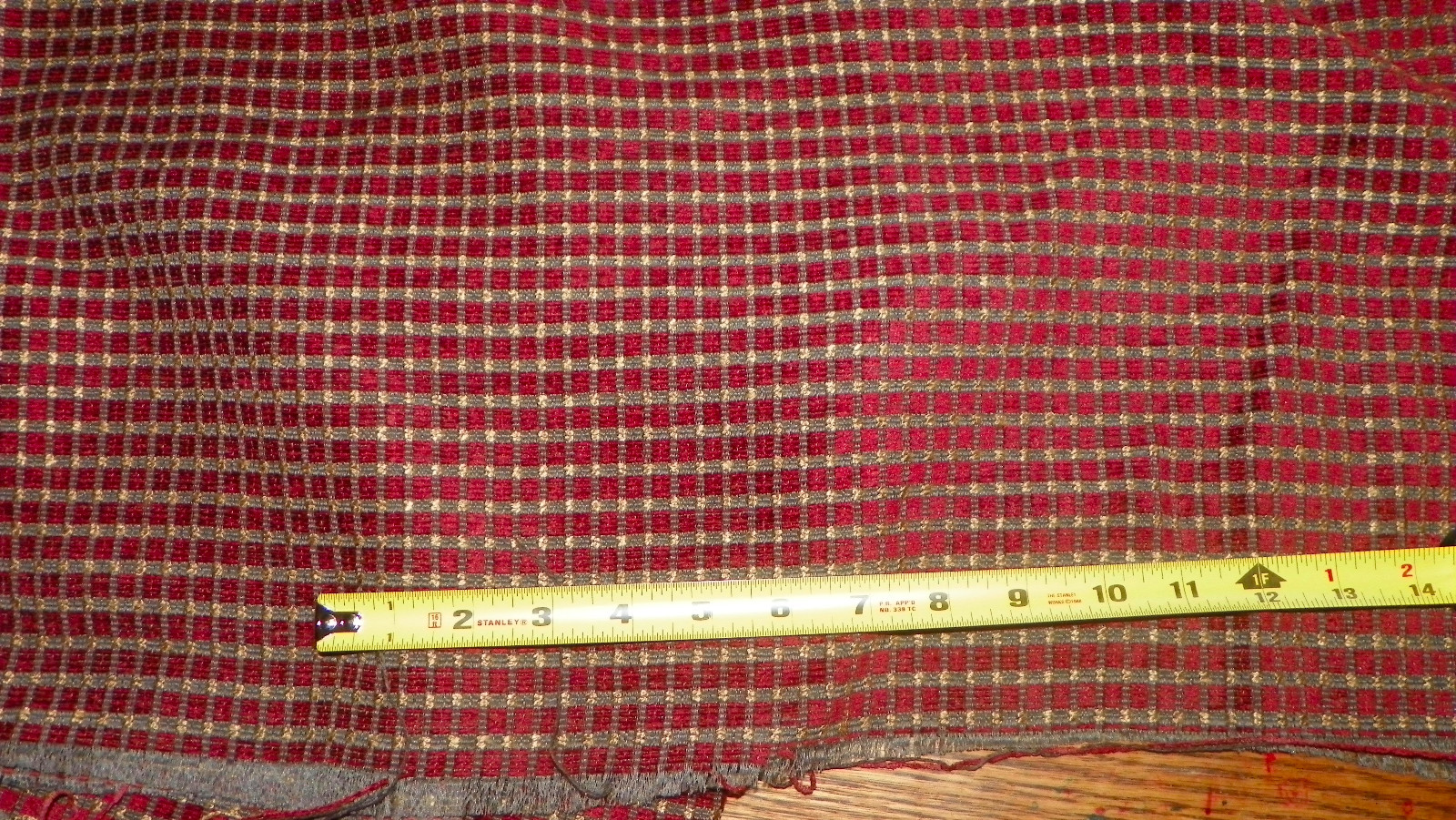 Burgundy Gold Check Print Upholstery Fabric Remnant 1 Yard F68 | eBay