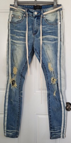 THRT DENIM Ripped JEANS Pants - Size 30 - Distressed Blue - Ankle Zip ...