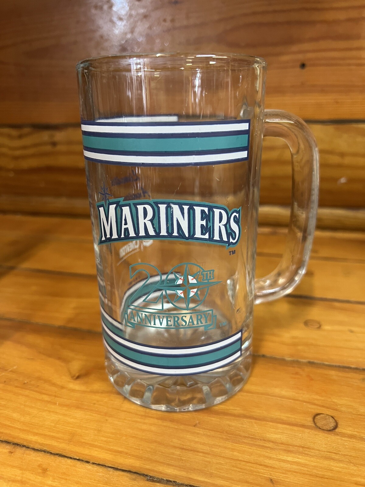 1997 Seattle Mariners 20th Anniversary Chevron Glass Beer 6" Mug | eBay