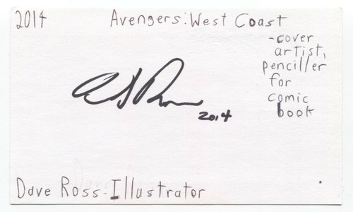 Dave Ross Signed 3x5 Index Card Autographed Comic Book Artist Avengers ...