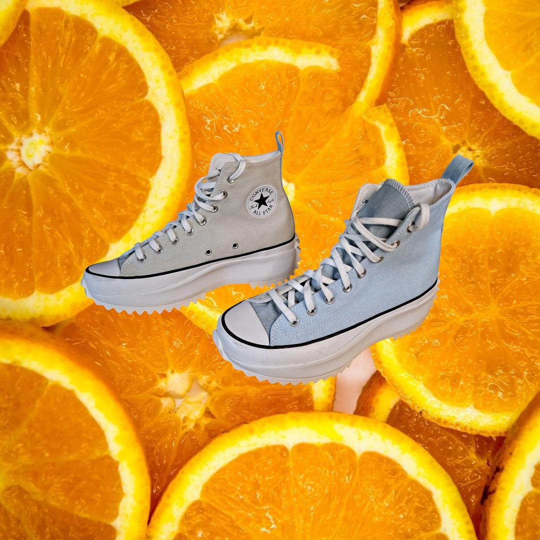 Converse Blue and Gray Platform Chuck Taylor High Top… - Gem