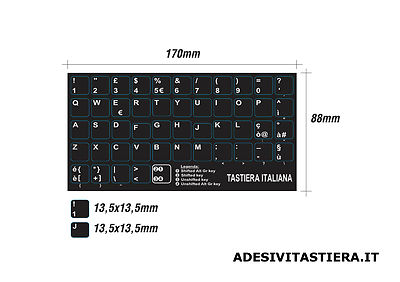 Italian Keyboard notebook Layout Sticker tasti adesivi tastiera tasti ...