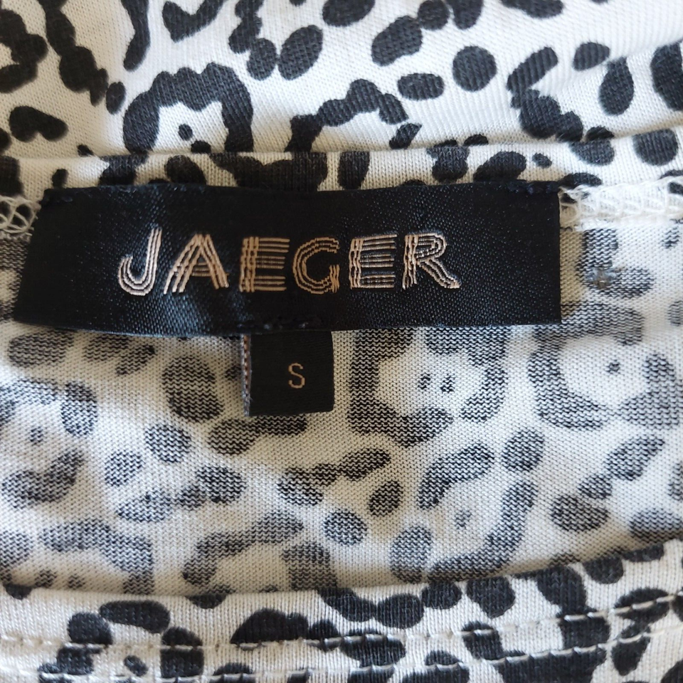 Jaeger Womens Size Small Animal Print Jersey Dress Black Cream Stretch ...
