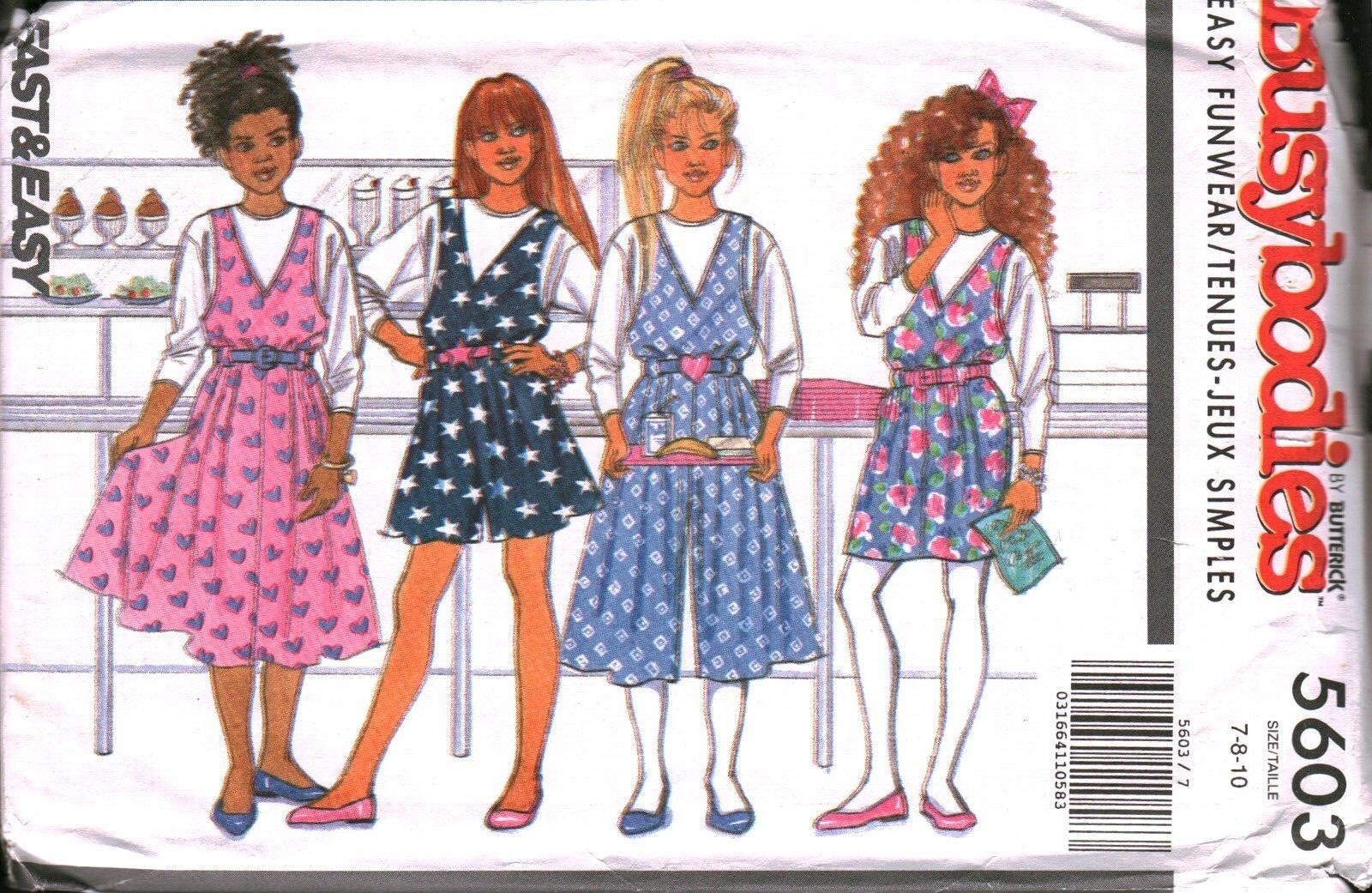 5603 Butterick Vintage SEWING Pattern Girls Jumper Jumpsuit Top UNCUT ...