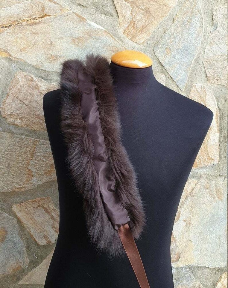Real fur collar,brown fox fur collar,fox fur collar ribbon | eBay