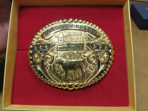 Houston Livestock Show & Rodeo 2004 Premium Buyer Gold Tone Buckle in ...