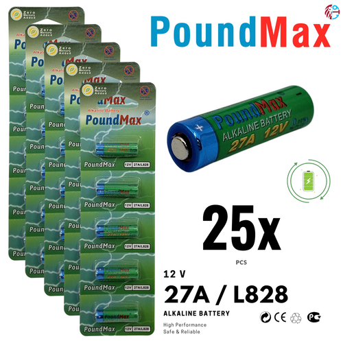 25 x PoundMax Super Alkaline 27A 12v GP27A MN27 A27 Security Batteries ...