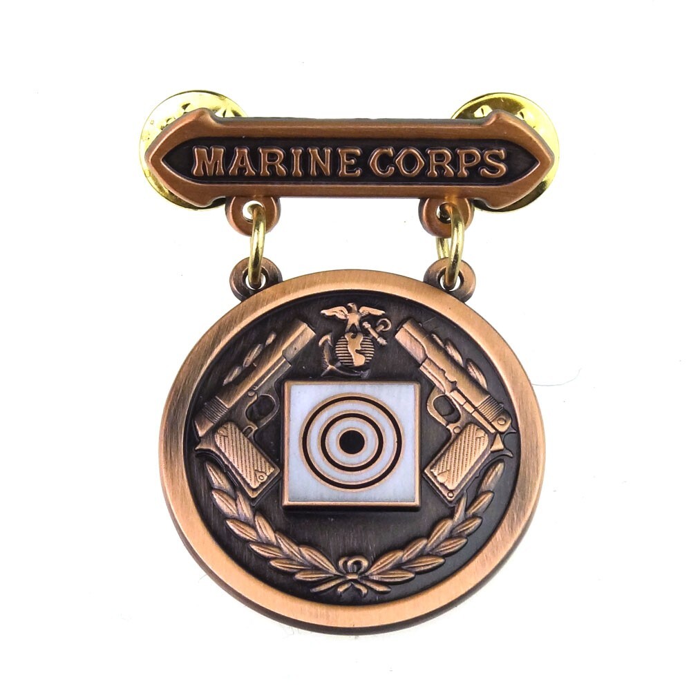 US Marine Corps Pistol Competition Badge Pin USMC Marksmanship Insignia ...
