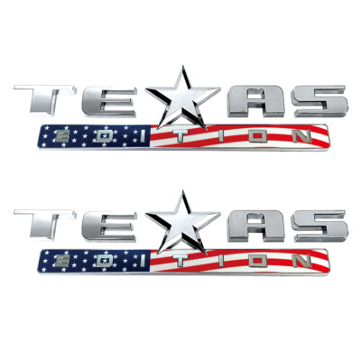 2PC 3D TEXAS EDITION EMBLEM Silver+Color American Flag Trunk Car ...
